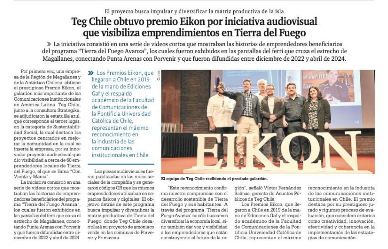 Teg Chile obtuvo premio Eikon por iniciativa audiovisual que visibiliza ...