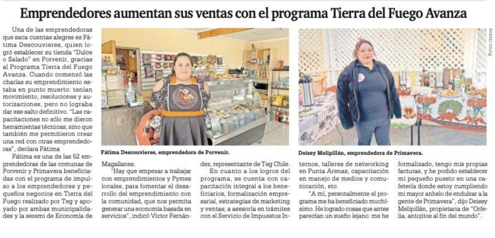 Emprendedores aumentan sus ventas con el programa Tierra del Fuego ...